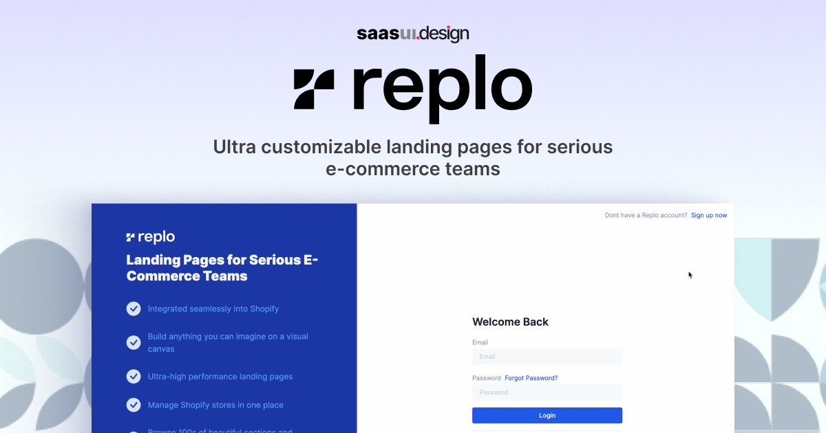 Replo | UI, UX Design | SaaS | Application Design | saas ui